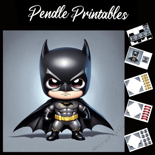 Anime Cartoon Style Batman 7x7 Card Kit. Matching Box, Gift Bauble,Tag ...