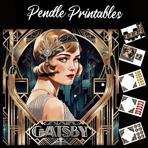 Art Deco Gatsby Lady 7x7 Card Kit. Matching Box, Gift Bauble,Tag ...