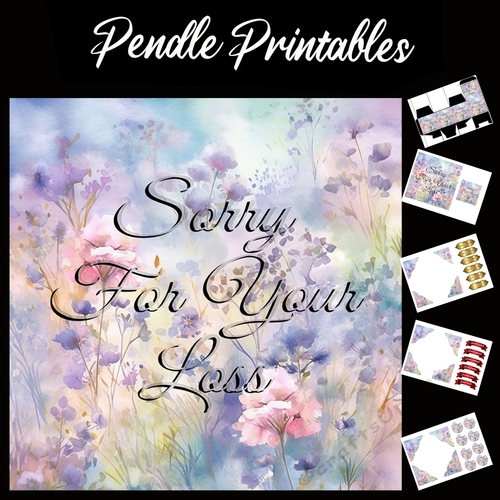 Sorry For Your Loss . 7x7 card, flower box, message card with matching ...