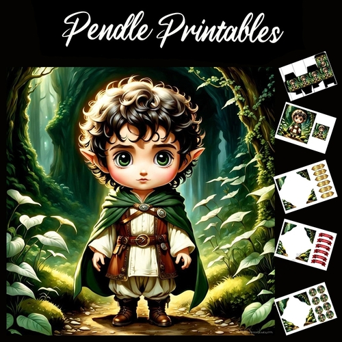 Chibi Style Frodo 7x7 Card Kit. Matching Box, Gift Bauble,Tag ...