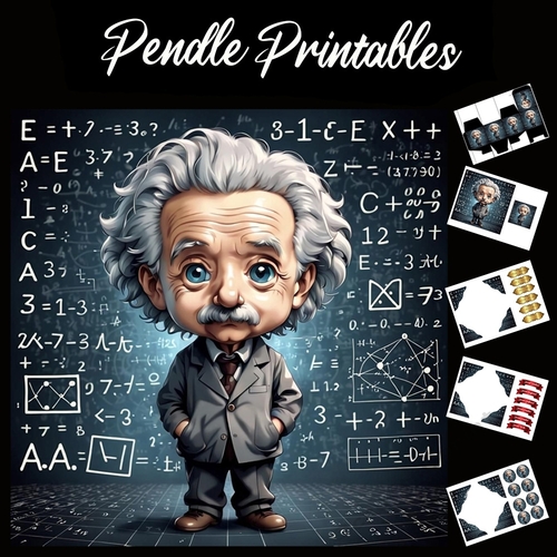 Chibi Style Albert Einstein 7x7 Card Kit. Matching Box, Gift Bauble,Tag - CUP1287017_2229 ...