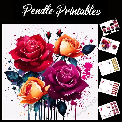 Splatter Art: Bouquet 7x7 Card Kit. Matching Box, Gift Bauble,Tags ...
