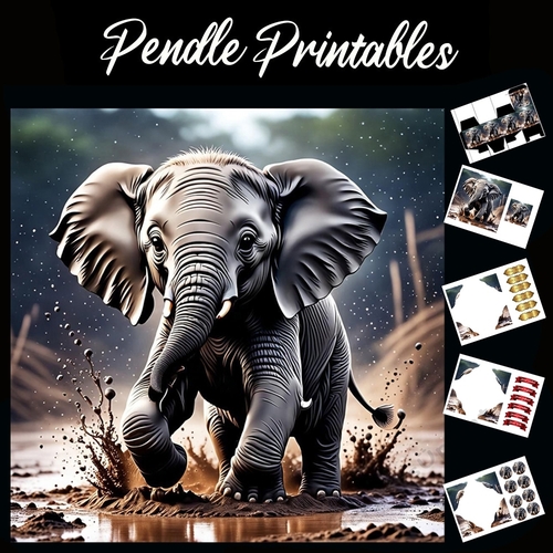 Elephant Collection: Mud Fun 7x7 Card Kit. Matching Box, Gift Bauble ...