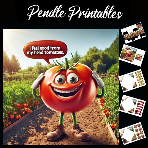 Funny Happy Tomato 7x7 Card Kit. Matching Box, Gift Bauble,Tags ...