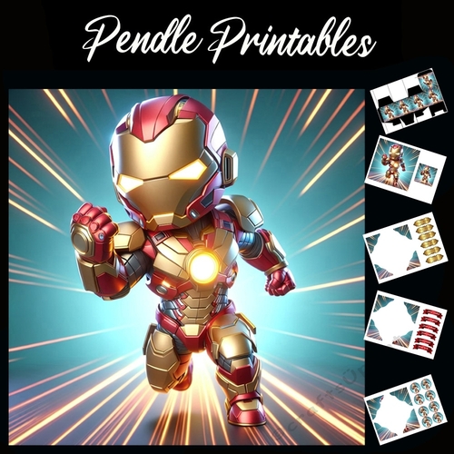 Iron Man Card 7x7 Card Kit. Matching Box, Gift Bauble, Tags ...