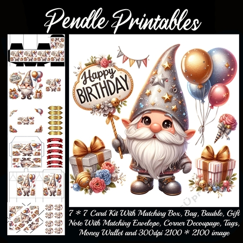 Cute Happy Birthday Gnome 3 Complete Kit - CUP1321021_2229 | Craftsuprint
