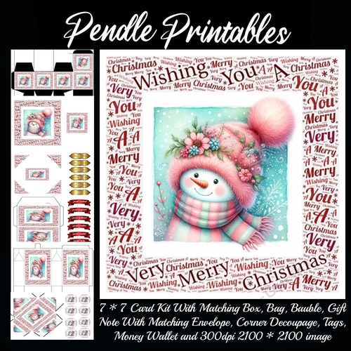 Wishing You A Very Merry Christmas Snowgirl 2. 9 Piece Card Kit ...