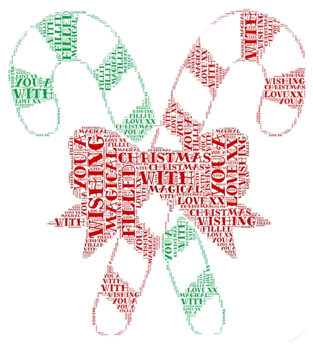 Two Striped Candy Canes With A Red Ribbon Word Art - CUP734429_2229 ...