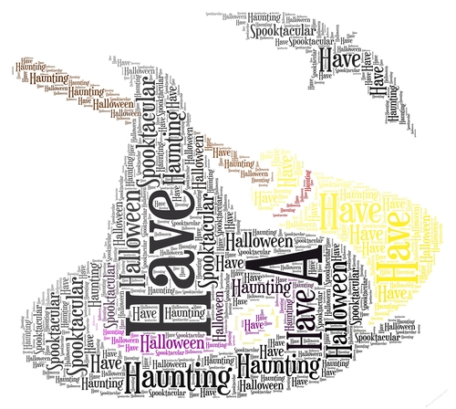 Halloween Witches Hat Broom And Bat Word Art - CUP807164_2229 ...