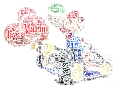 Super Mario On A Kart Christmas Word Art - CUP808635_2229 | Craftsuprint