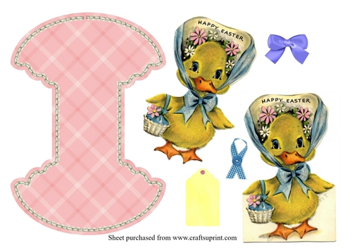 retro vintage cute duck easter wobble card - CUP1290530_617 | Craftsuprint