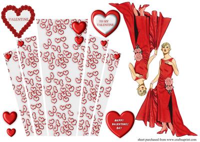 Valentines Panels Lady in Red Card Sheet - CUP174081_617 | Craftsuprint