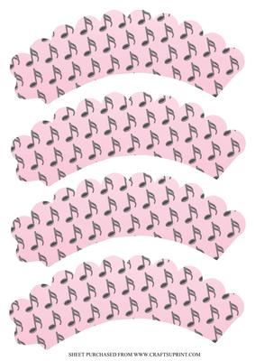 Music Note Pink Cupcake Wrappers - CUP344484_617 | Craftsuprint