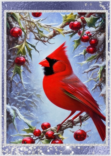 Christmas Cardinal Bird Animal Scenic Card Front Card Topper 6 ...