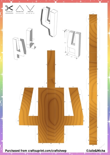 3D-Number 4 Wood-Texture, Size S (ca. 10 cm high), Single Sheet ...