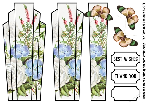 Art Deco DL Card Topper with Vintage Flowers and Butterfly - CUP1106236 ...