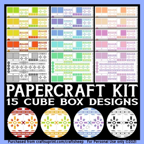 Papercraft Kit for Cube Boxes with Ethnic Patterns 2 - CUP1115315_80020 ...