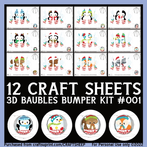 3D BAUBLES BUMPER KIT 001 - Christmas Ornaments on 12 Papercraft Sheets ...
