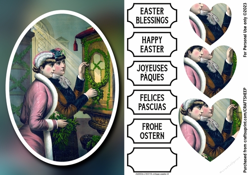 Vintage Easter Greetings Quick Card Fronts A5 and 5x7in with Pyramage ...