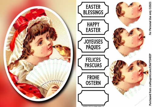 Vintage Easter Greetings Quick Card Fronts A5 and 5x7in with Pyramage ...