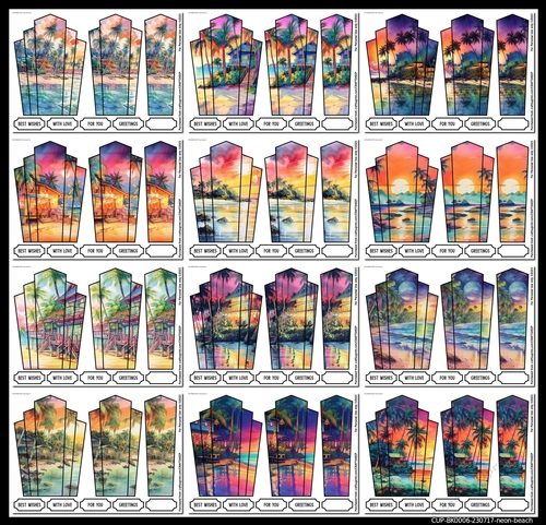 [BUMPER KIT] Neon Beach Art Deco Shaped 5x7in Card Fronts and Pyramage ...