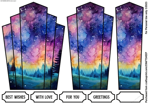 Starry Sky Art Deco Shaped 5x7in Card Front and Pyramage Topper plus ...