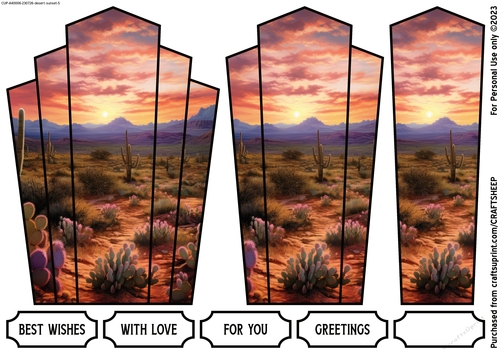 Desert Sunset Art Deco Shaped 5x7in Card Front and Pyramage Topper plus ...