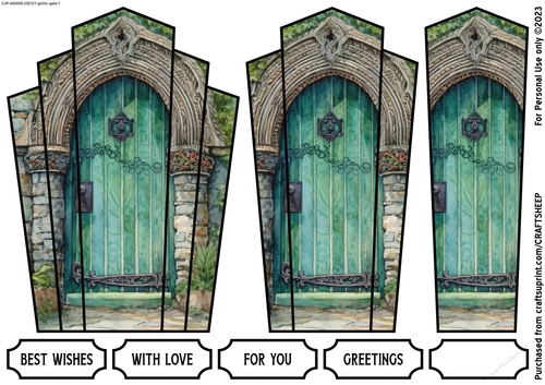 Gothic Gate Art Deco Shaped 5x7in Card Front and Pyramage Topper plus ...
