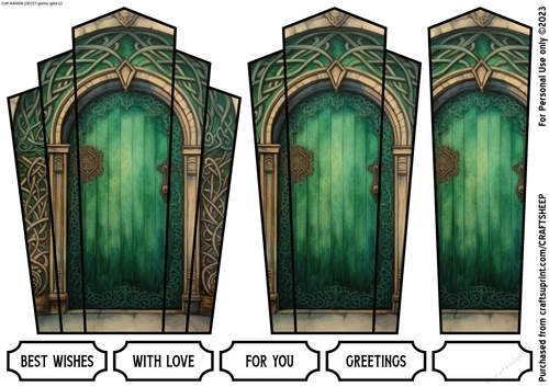 Gothic Gate Art Deco Shaped 5x7in Card Front and Pyramage Topper plus ...