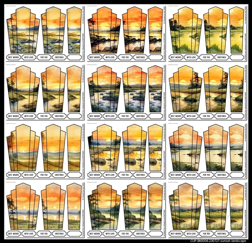 [BUMPER KIT] Sunset Landscapes Art Deco Shaped 5x7in Card Fronts and ...