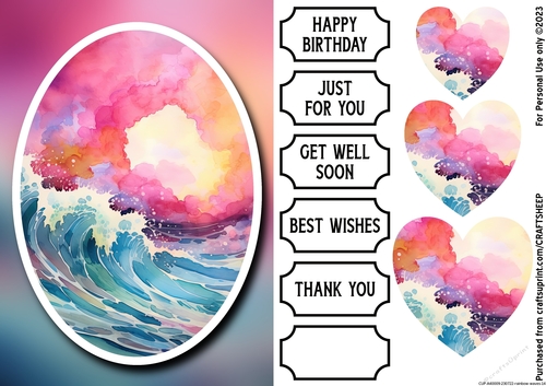 Rainbow Wave Quick Card Front A5 and 5x7in with Pyramage Topper and ...
