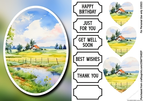 Countryside Quick Card Front A5 and 5x7in with Pyramage Topper and ...