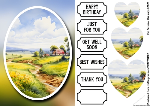 Countryside Quick Card Front A5 and 5x7in with Pyramage Topper and ...