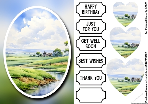 Countryside Quick Card Front A5 and 5x7in with Pyramage Topper and ...