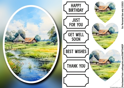 Countryside Quick Card Front A5 and 5x7in with Pyramage Topper and ...