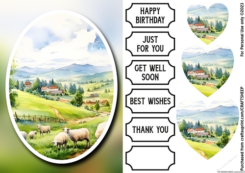 Countryside Quick Card Front A5 and 5x7in with Pyramage Topper and ...