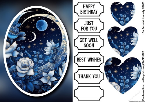 Night Roses Quick Card Front A5 and 5x7in with Pyramage Topper and ...