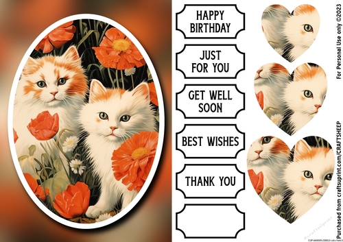 Cats Field Quick Card Front A5 and 5x7in with Pyramage Topper and ...