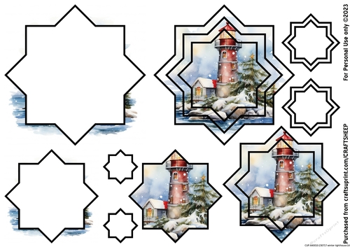 Winter Lighthouse Pyramage Star Topper and Insert plus Gift Card and ...