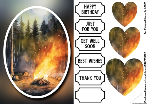 Camping Quick Card Front A5 and 5x7in with Pyramage Topper and ...