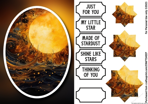 Solar Eclipse Quick Card Front A5 and 5x7in with Star-Shaped Pyramage ...