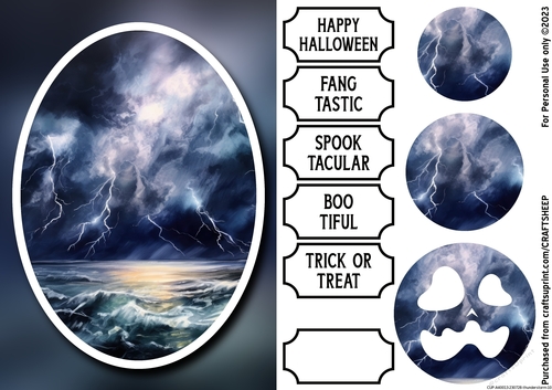 Thunderstorm Quick Card Front A5 and 5x7in with Spooky Pyramage Topper ...