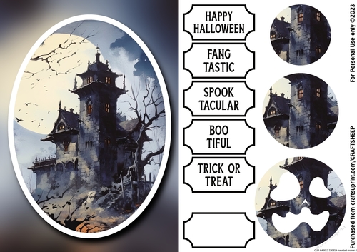 Haunted Manor Quick Card Front A5 and 5x7in with Spooky Pyramage Topper ...