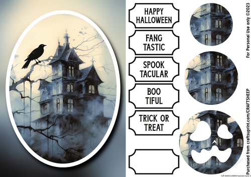 Haunted Manor Quick Card Front A5 and 5x7in with Spooky Pyramage Topper ...