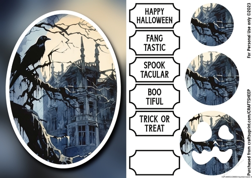 Haunted Manor Quick Card Front A5 and 5x7in with Spooky Pyramage Topper ...