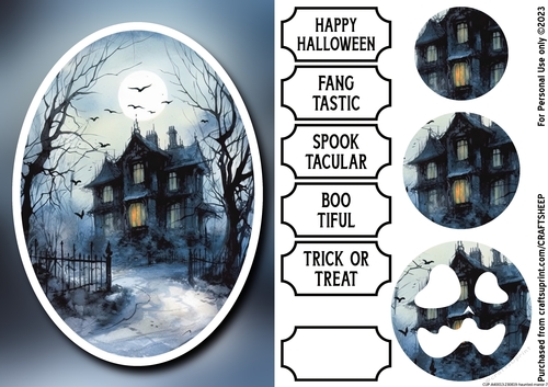 Haunted Manor Quick Card Front A5 and 5x7in with Spooky Pyramage Topper ...