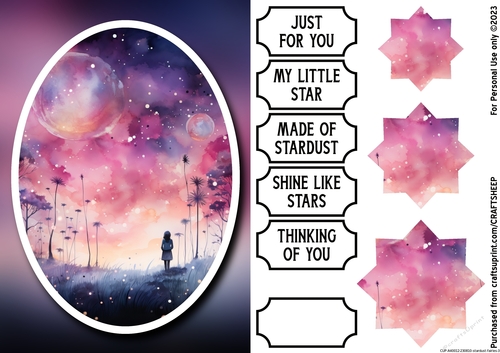 Stardust Fairies Quick Card Front A5 and 5x7in with Star-Shaped ...