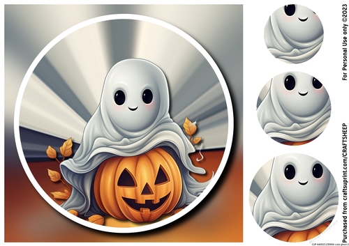 Cute Ghost Topper with Circle-Shaped Pyramage for 8x8 and 7x7in Quick ...