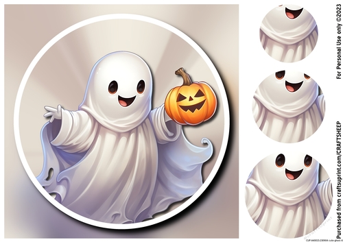 Cute Ghost Topper with Circle-Shaped Pyramage for 8x8 and 7x7in Quick ...