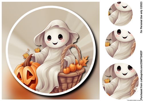 Cute Ghost Topper with Circle-Shaped Pyramage for 8x8 and 7x7in Quick ...